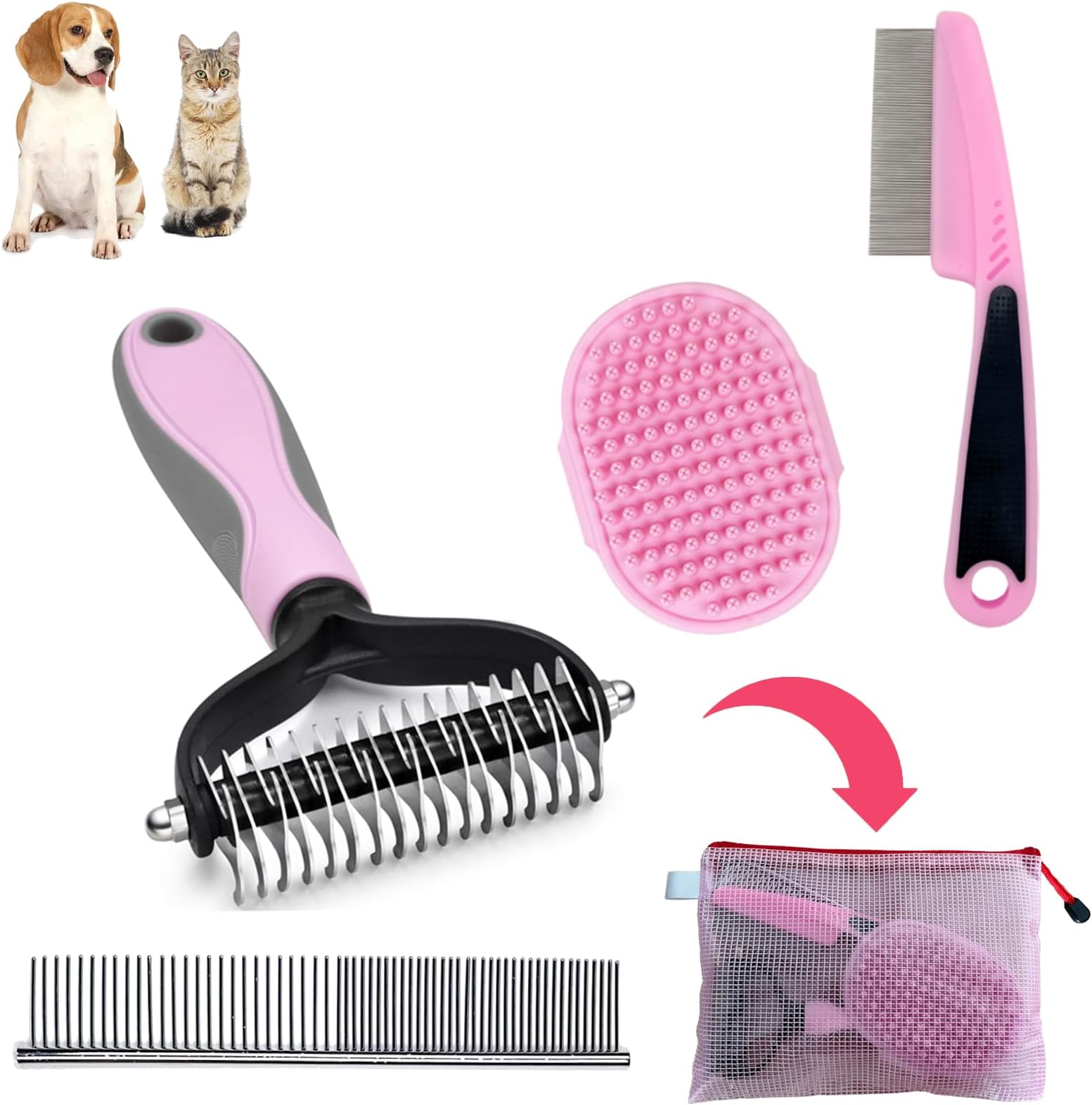 Amazon.com: Dog Brush for Grooming Kit 4PCS - Deshedding Dog Brush，Flea ...