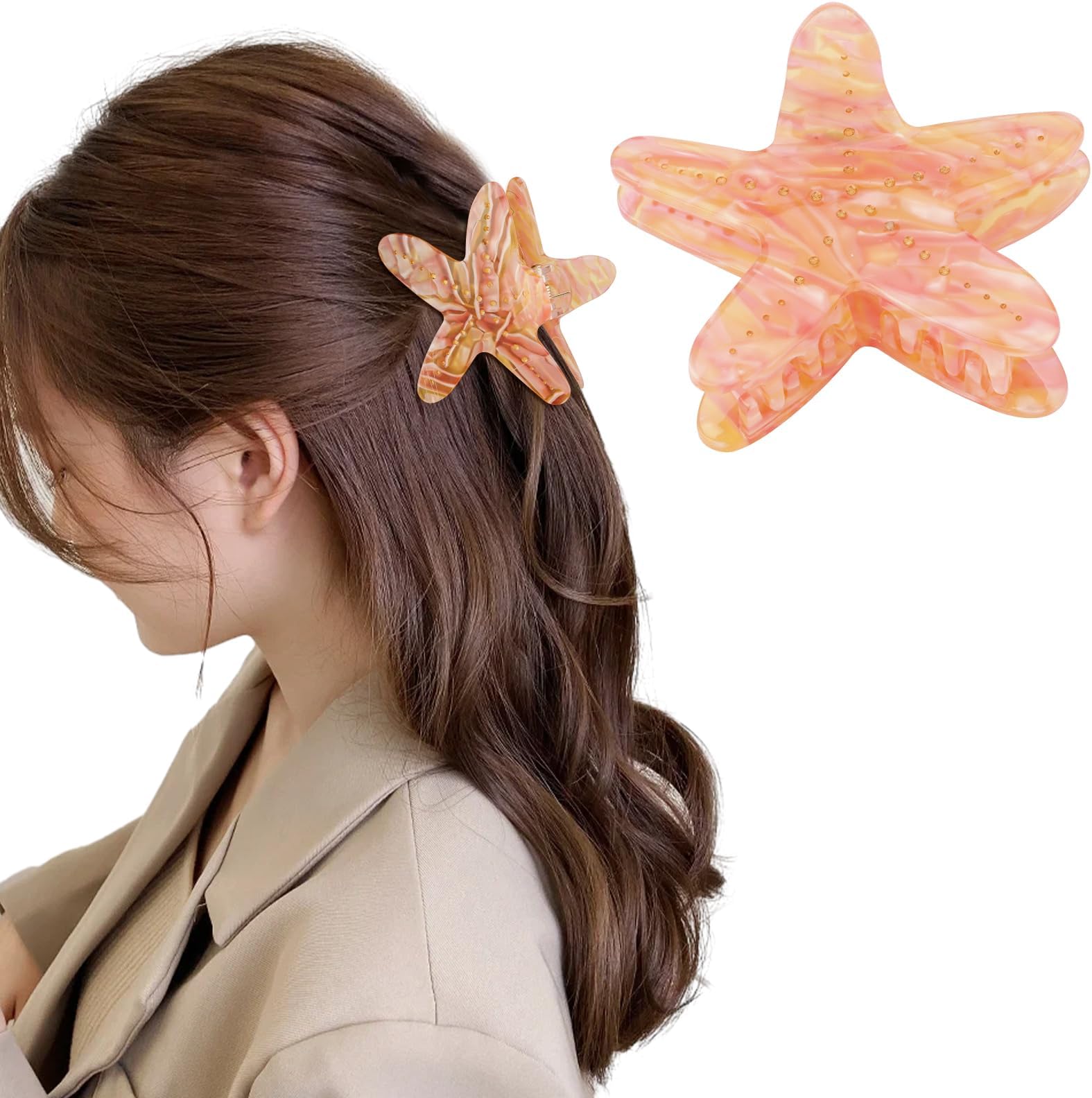 Amazon.com : Hapdoo Starfish Hair Clips, Cute Animal Hair Claw Clip for ...