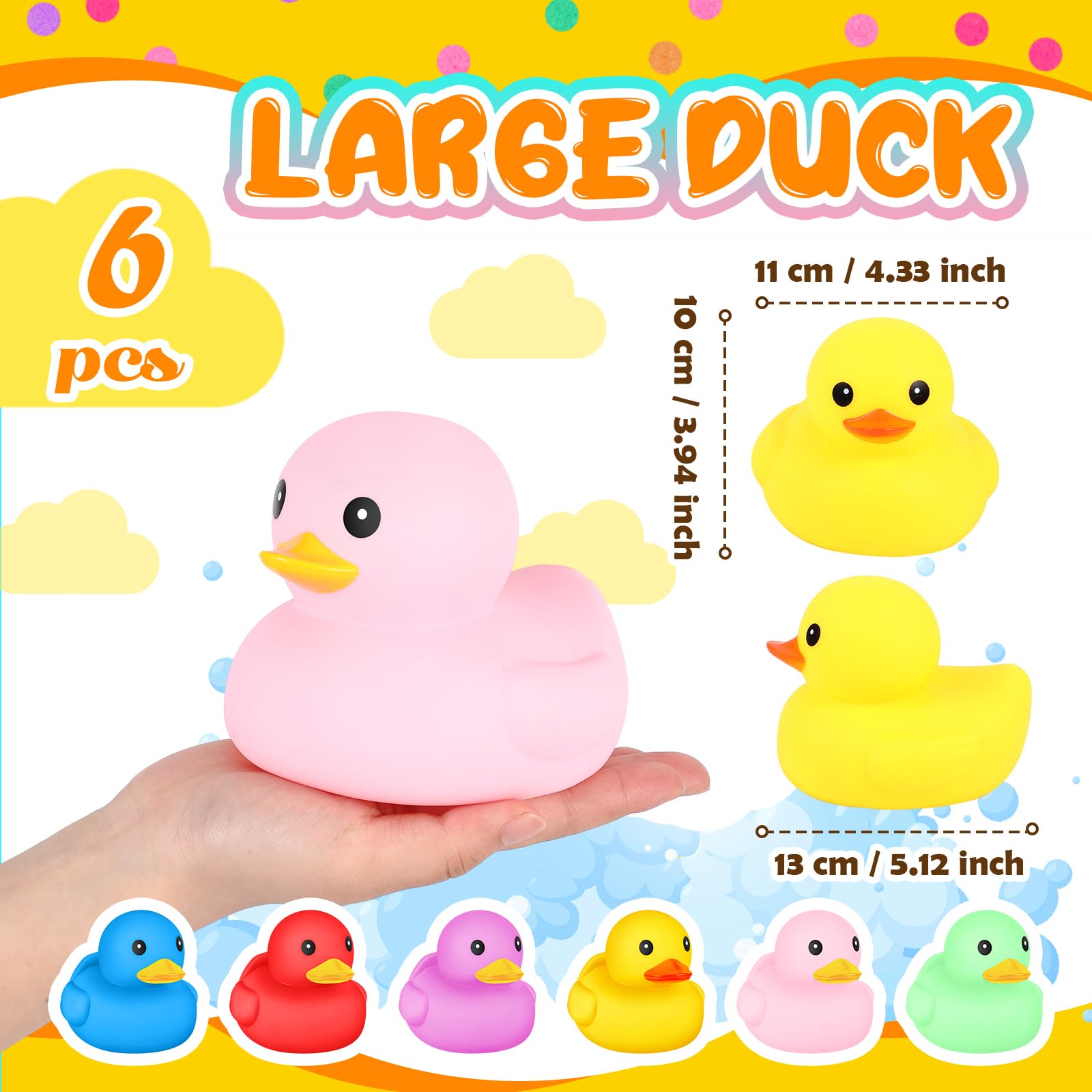 Snapklik.com : Deekin 6 Pcs Multicolor Rubber Duck Assortment Toy ...