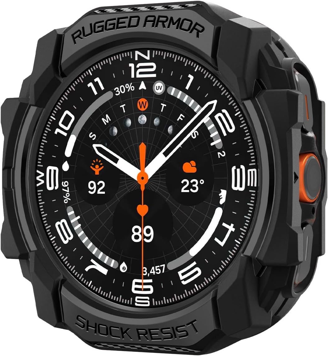 Spigen Rugged Armor Coque Compatible avec Samsung Galaxy Watch Ultra 47mm (2024) - Noir Mat ...