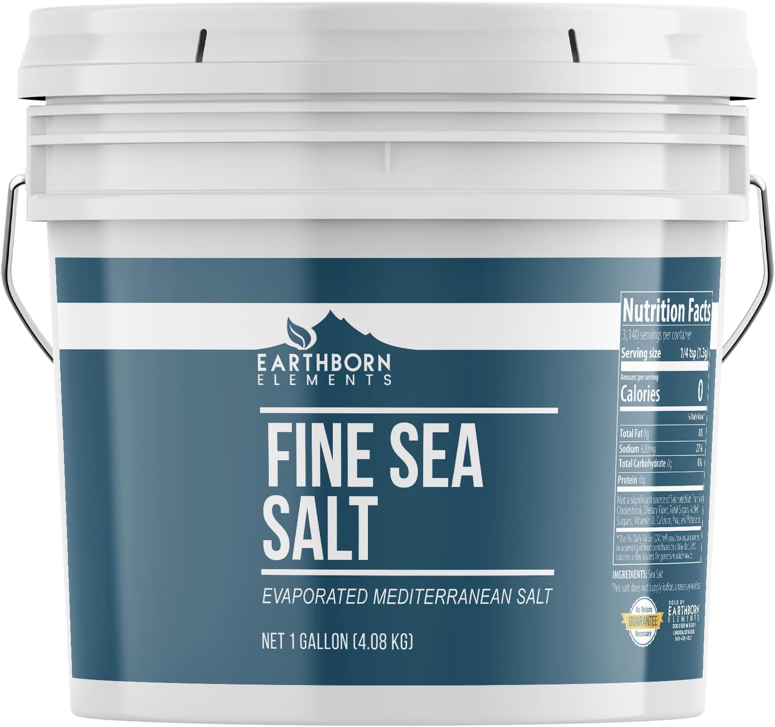 Amazon.com : Earthborn Elements Fine Sea Salt, 1 Gallon Bucket, Sourced ...