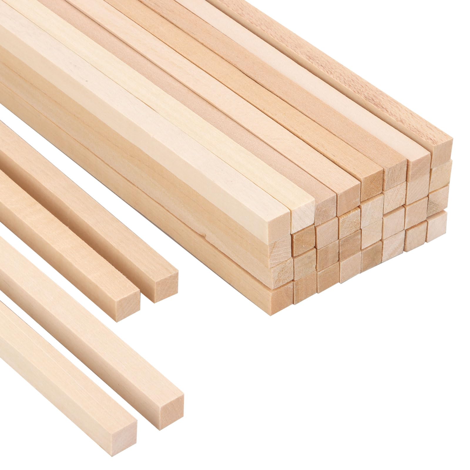 WOPPLXY 50PCS Square Wood Dowels - Square 8mm Dowel Wooden Craft Sticks ...