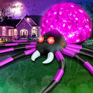 Amazon.com: FunFanso 12 FT Halloween Inflatable Spider Outdoor Decorations for Yard, Huge Purple ...