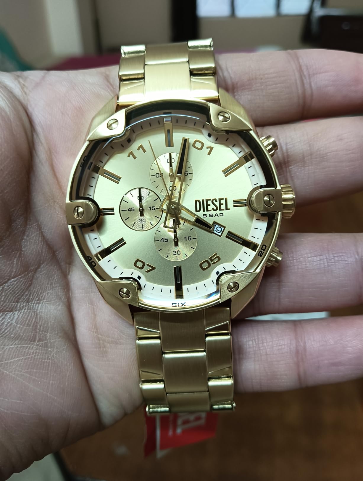 Buy Diesel Stainless Steel Analog Blue Dial Men Watch-Dz4655, Silver ...