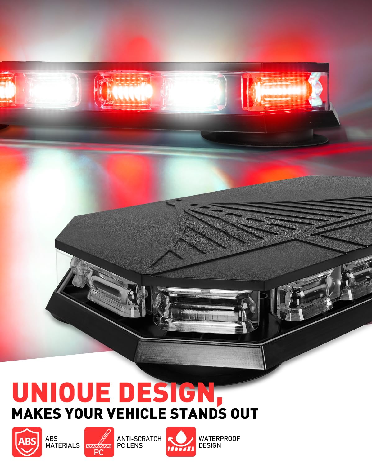 Snapklik.com : 406D Rooftop Emergency Strobe Lights Bar, 102 LED Red ...