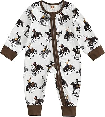 Amazon.com: Gueuusu Country Baby Clothes Boy Girl Farm Animal Print Long Sleeve Romper Zipper ...