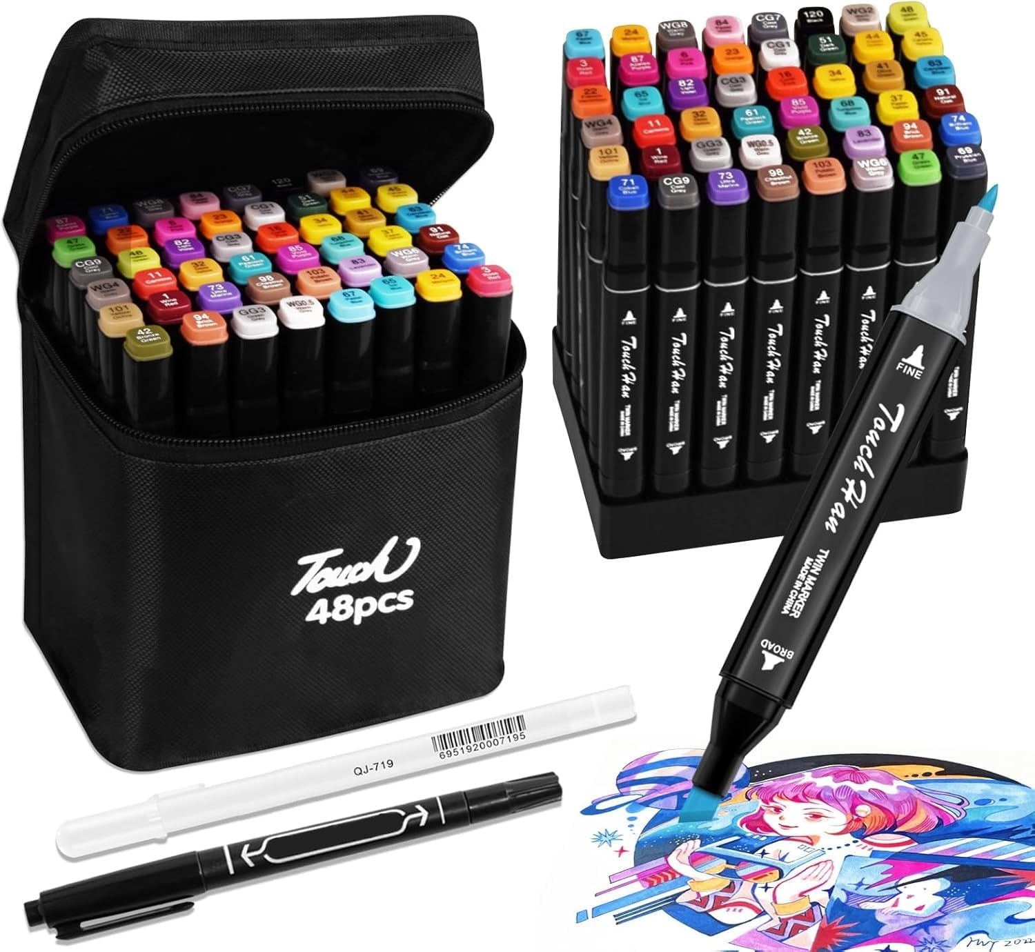 ariel-gxr 48+2 Farben Alcohol Marker, Alkohol Stifte mit zwei Spitzen ...