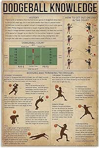 Amazon.com: Dodgeball Knowledge Metal Tin Signs Dodgeball Court ...