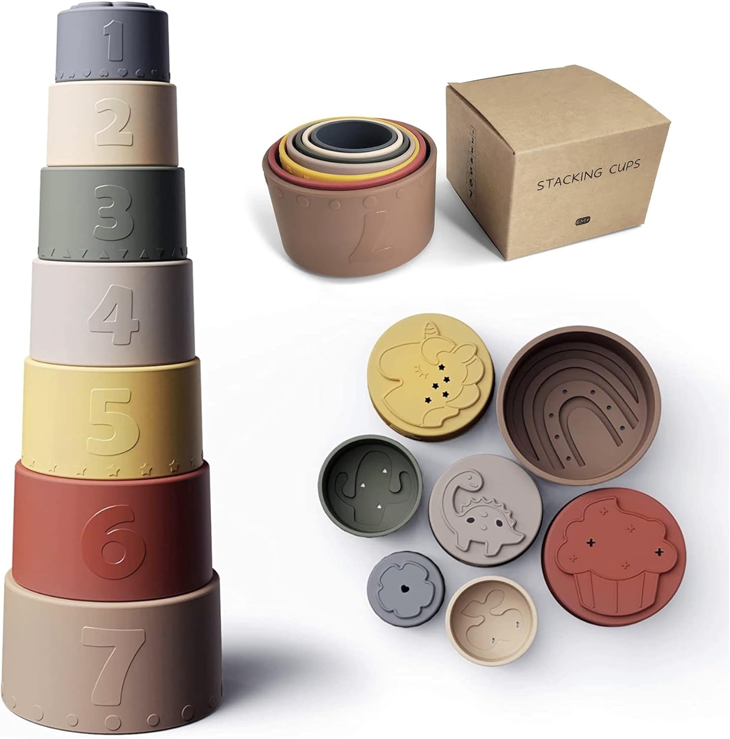 Baby Stacking Cups Toy, Fun Educational Stack Up Cup Silicone Soft ...