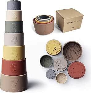 Baby Stacking Cups Toy, Fun Educational Stack Up Cup Silicone Soft ...