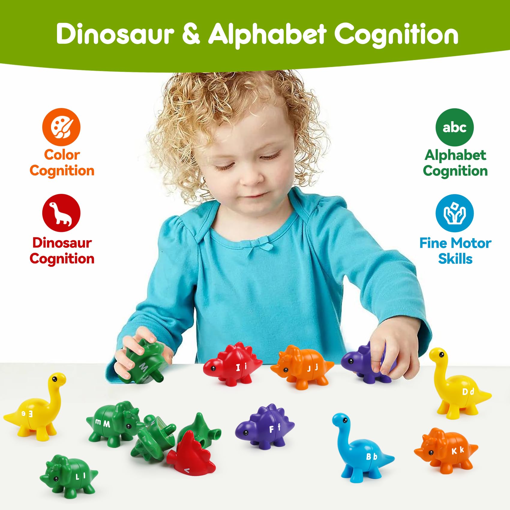 Snapklik.com : Matching Letters Fine Motor Toys,13 Pcs Double-Sided Dinosaur Toy ABC 26 Letters ...