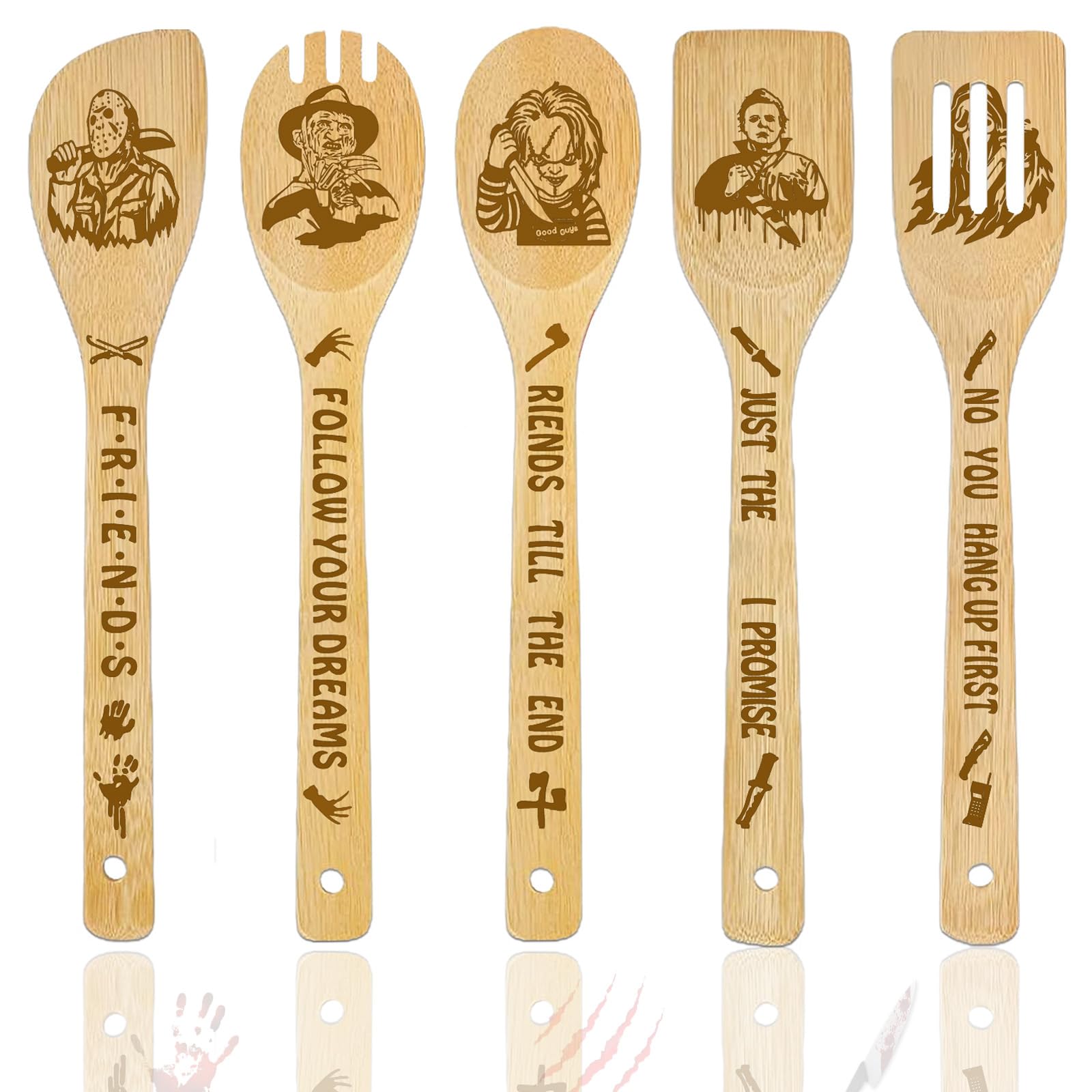 Horror Movie Merchandise Decor Gifts Wooden Spoons for Cooking, Natural ...