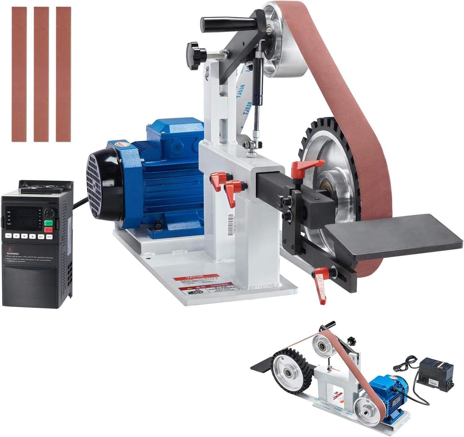 VEVOR Belt Grinder Sander, 72 x 2-Inch Variable Speed Belt Polisher ...