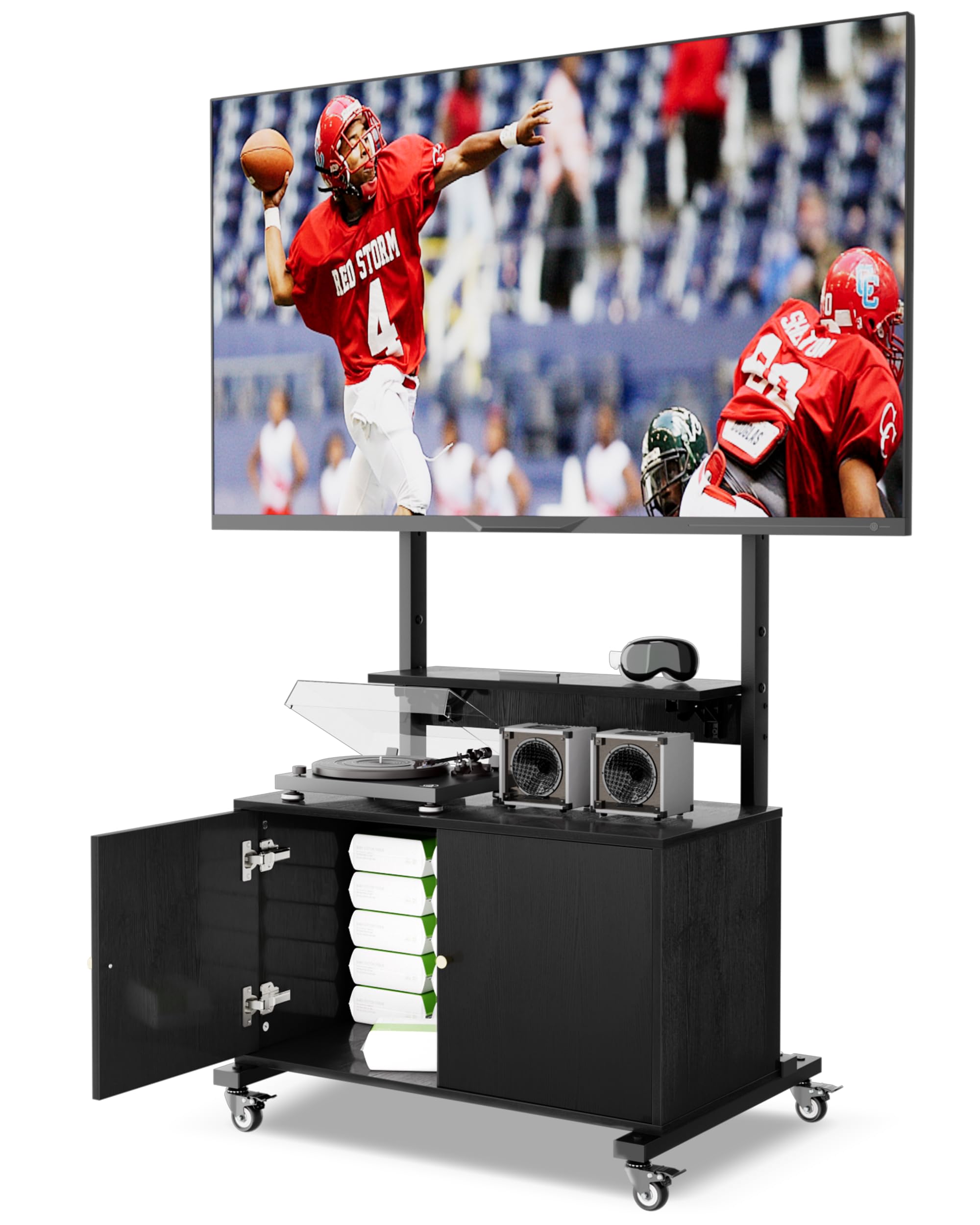 Amazon.com: Rolling TV Stand with TV Mount,Tall TV Stand with Storage ...