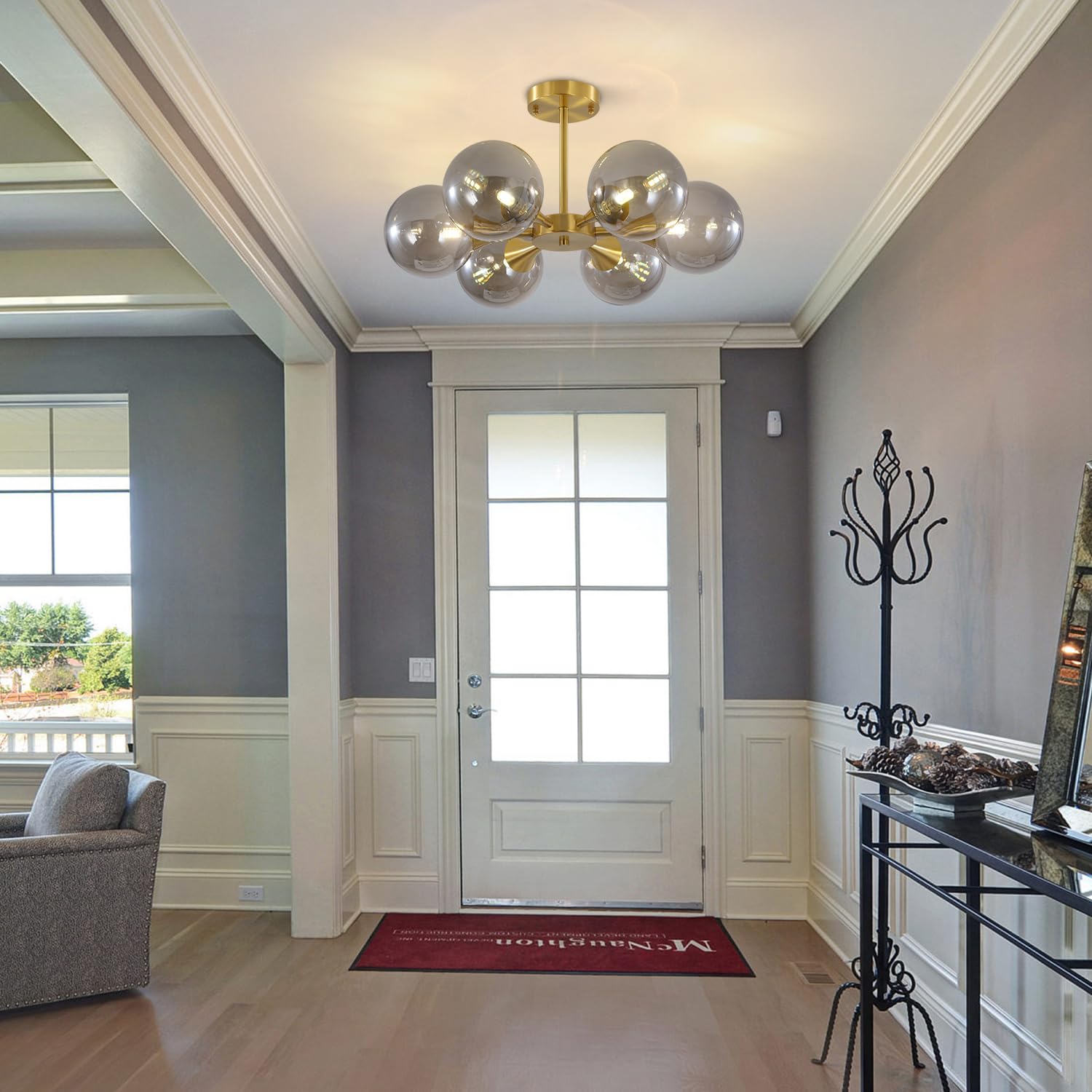 Snapklik.com : KCO 6-Lights Mid Century Modern Globe Ceiling Light Gold ...