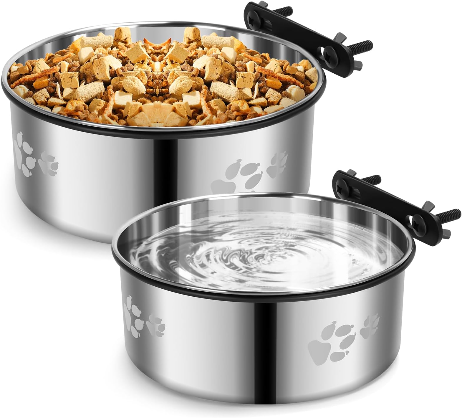 Amazon.com : 2 Pack Dog Crate Bowl, Metal Dog Water Food Bowl No Spill ...