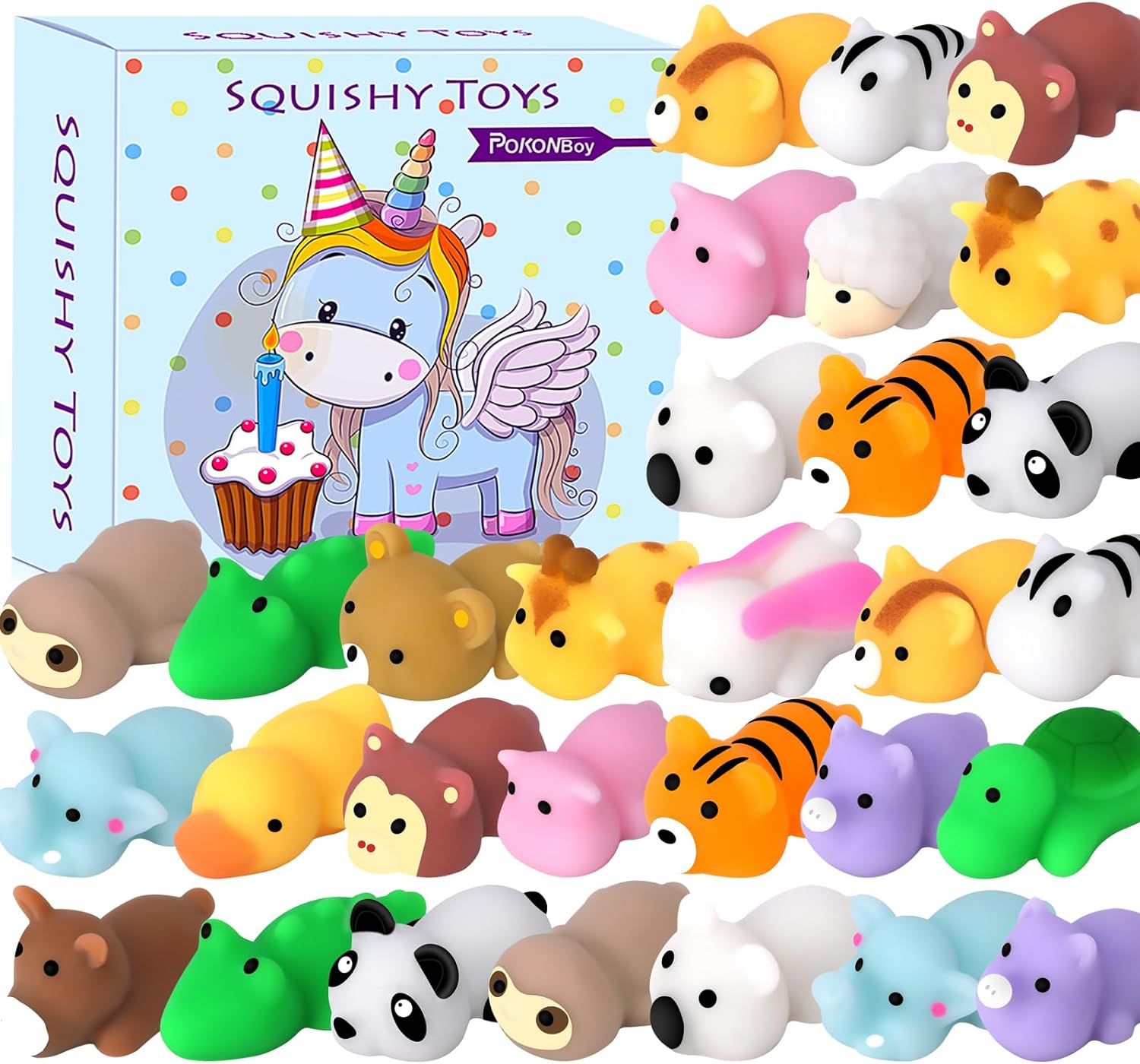 Amazon.com: POKONBOY 30 Pcs Squishies Mochi Toys, Mini Kawaii Squishy ...