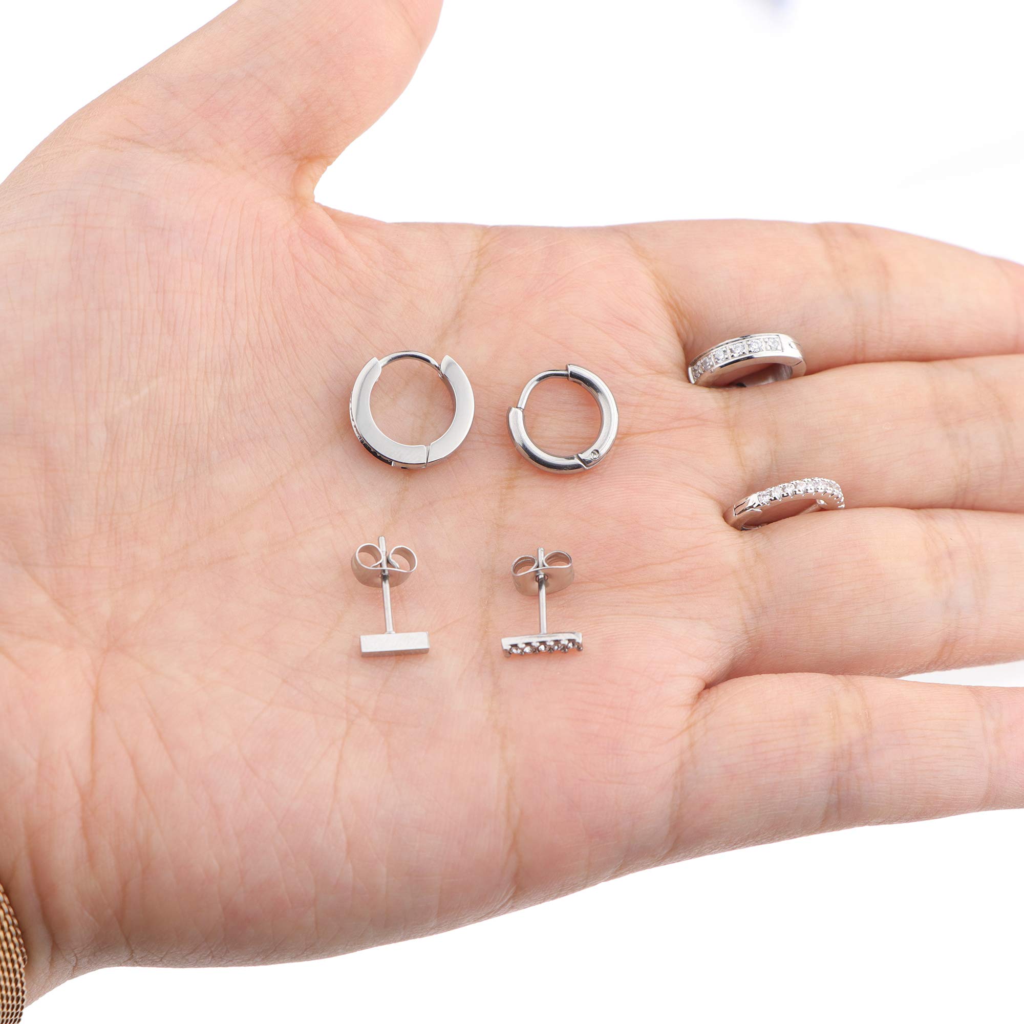 Snapklik.com : JOERICA 6 Pairs Hoop Huggie Earrings For Women Girls Minimalist Cuff Mini Bar ...