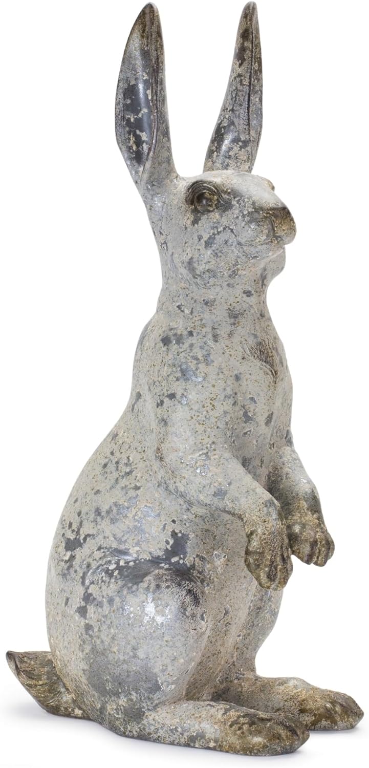 Amazon.com: Weathered Rabbit Statue (Set of 2) Grey Traditional Resin ...