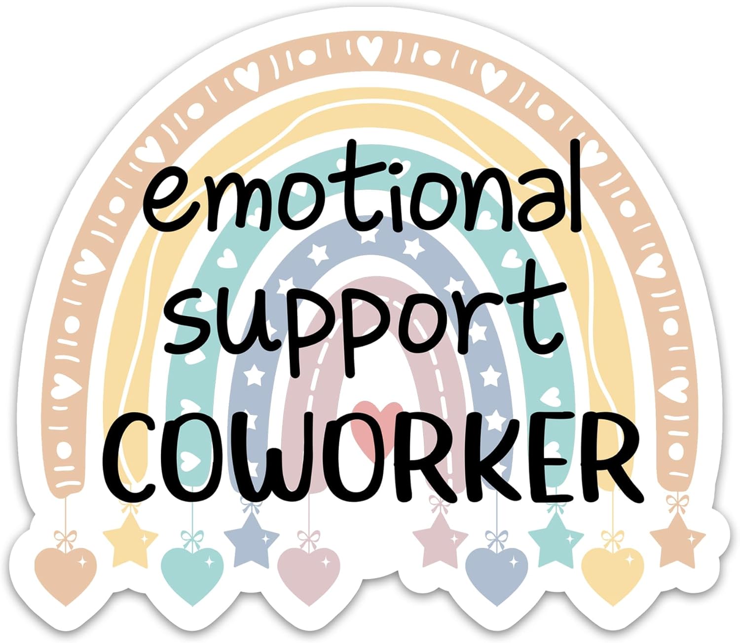Amazon.com: (3PCs) Emotional Support Coworker Sticker with Cute Rainbow ...