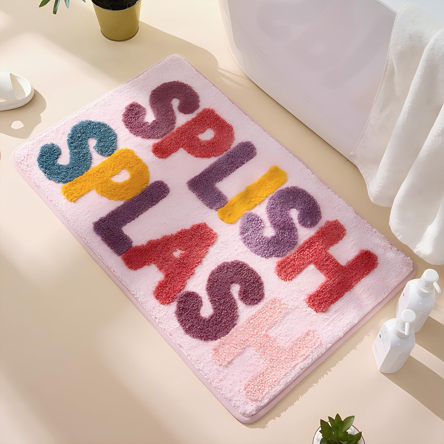 Amazon.com: mamrug Cute Pink Bath Mat Non Slip Soft Fluffy and ...