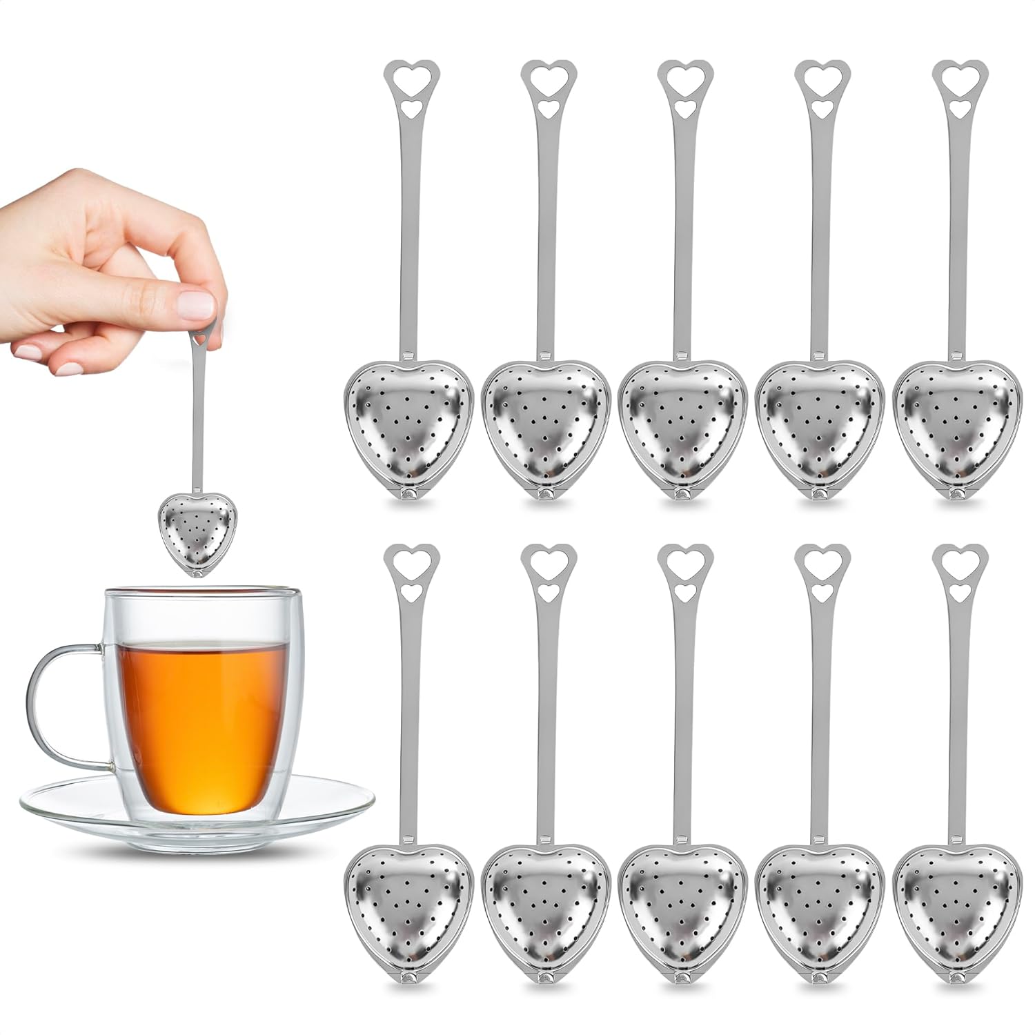 Amazon.com: 10Pcs Tea Strainers for Loose Tea Spoon - Heart Tea Steeper ...