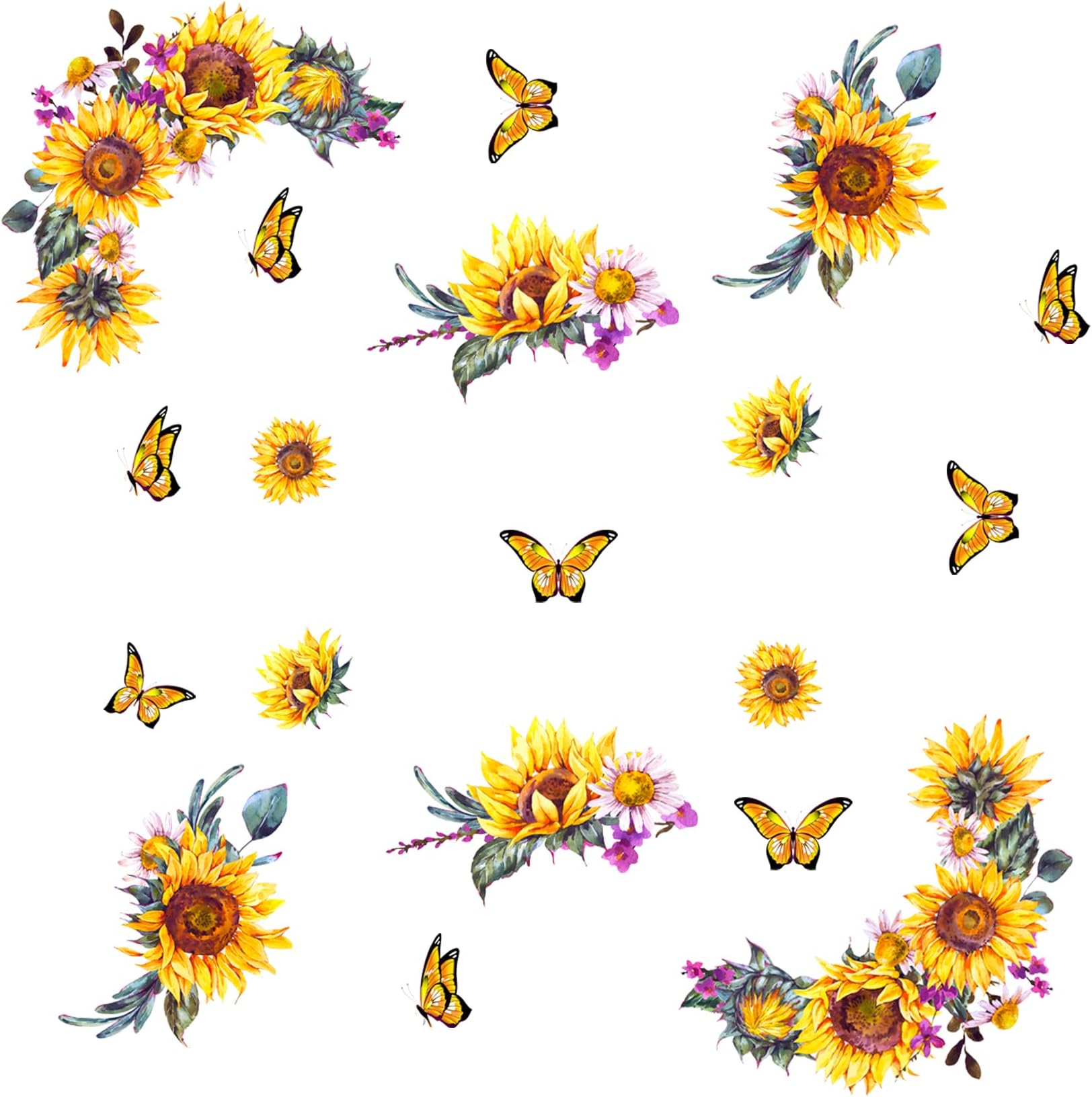 Amazon.com: Yellow Sunflower Sticker Flower Stickers Waterbottle ...