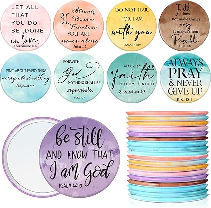 Amazon.com: GlikCeil 18 Pcs Christmas Mini Christian Compact Mirrors ...