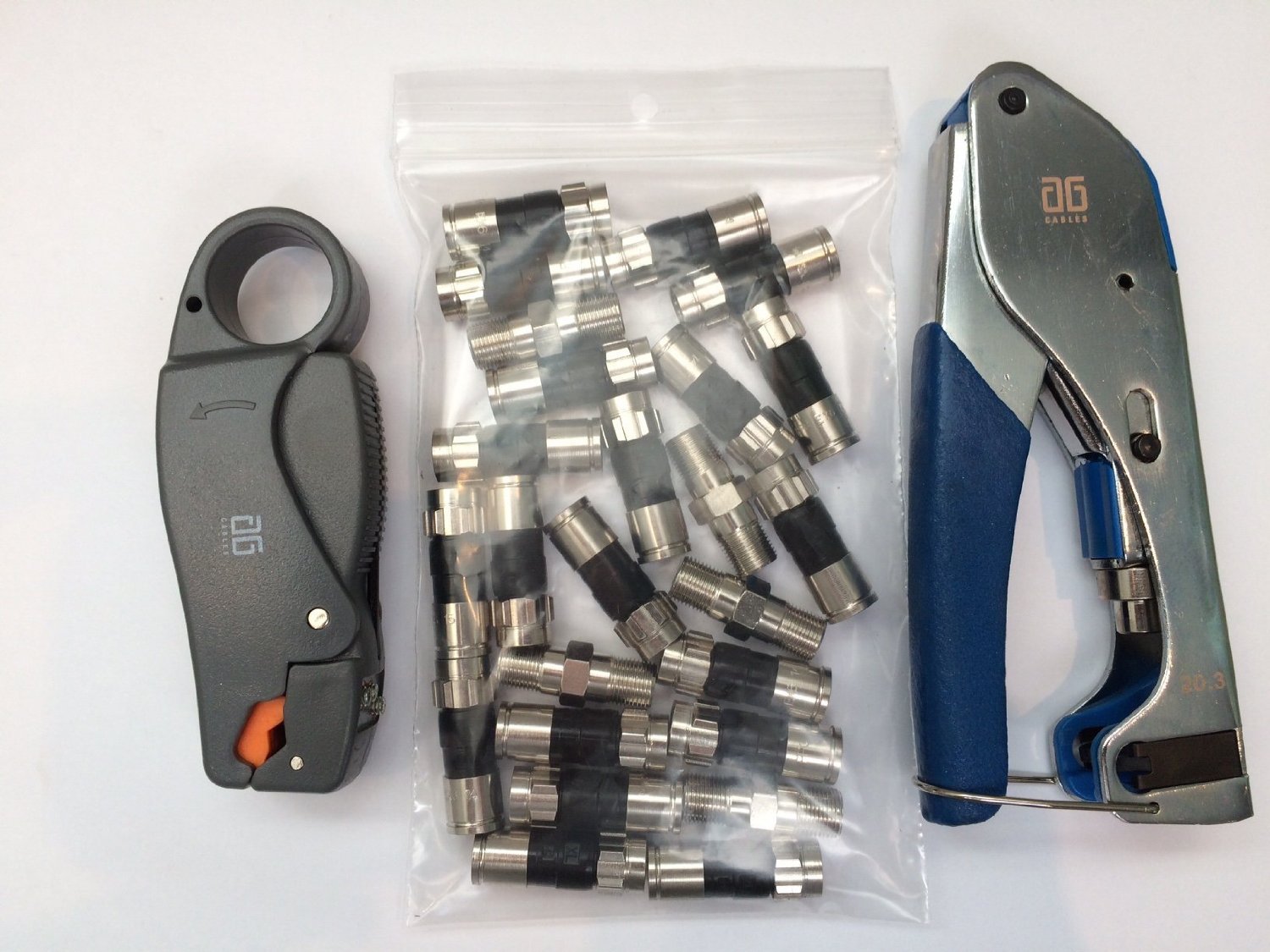 Compression Tool Kit - Compression Tool, Cable Stripper, RG6 Connectors ...