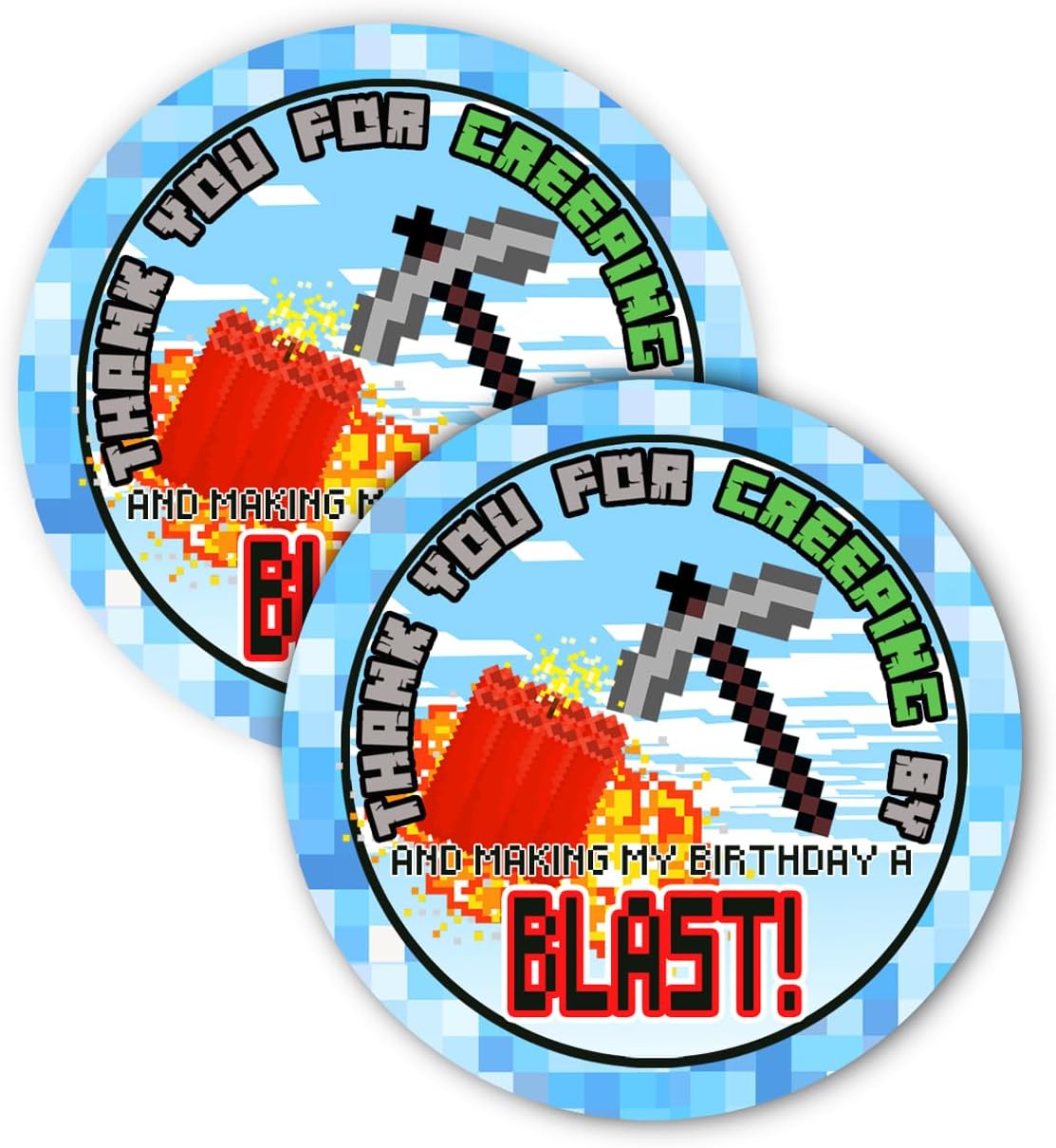 Amazon.com: Pixel Party Favor Stickers - 20 Favor Bag Stickers - Pixel ...