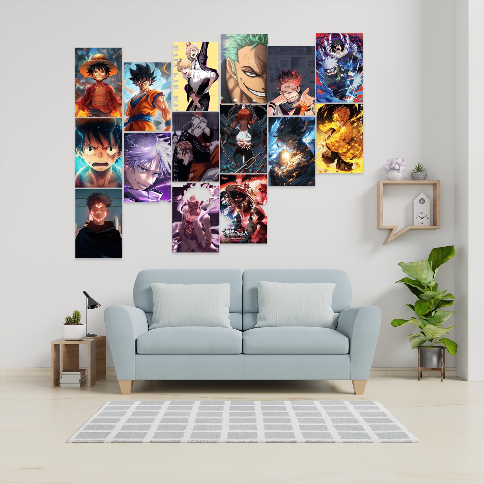 CVANU 54pcs Anime Mini Poster with Glue Dot Tape Poster for Wall ...