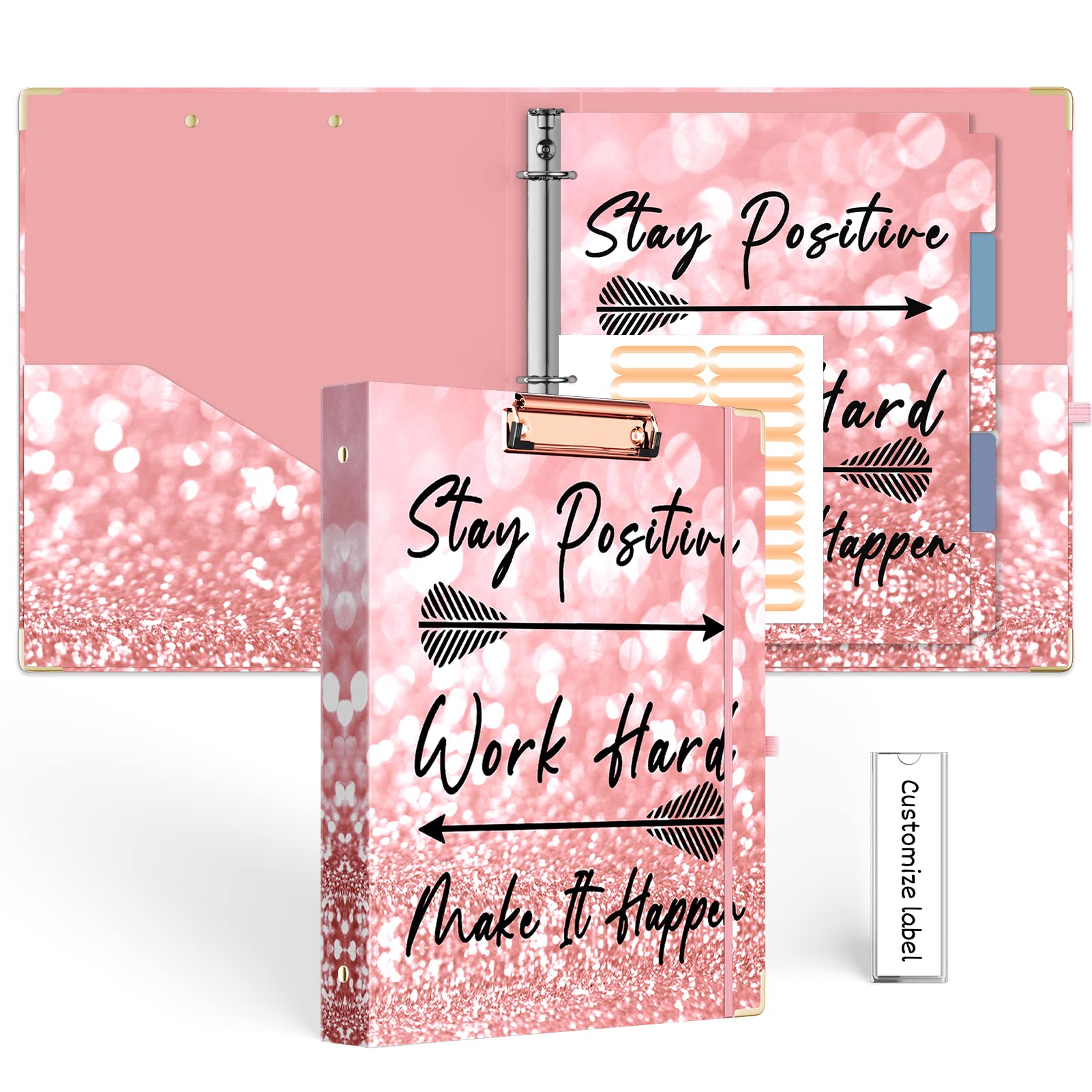 3 Ring Binder 1 Inch for Letter-Size Paper with 5-Tab Dividers, Cute ...