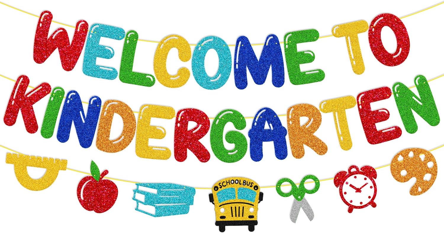 Amazon.com: Welcome to Kindergarten Banner First Day of Kindergarten ...