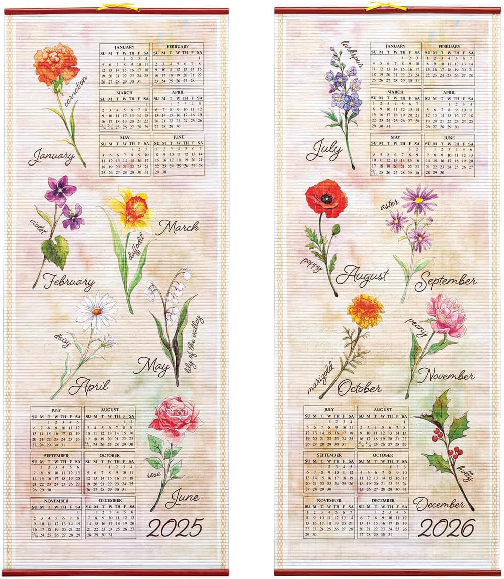 Amazon.com: Flower of the Month Scroll Calendar : Office Products