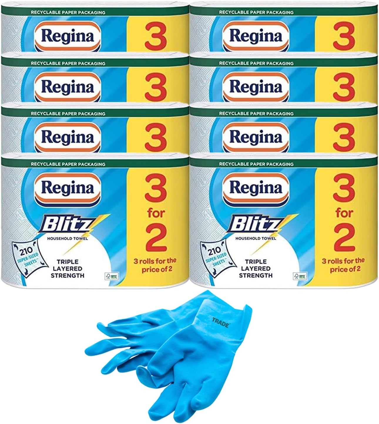 Regina Blitz 12 Rolls Original Kitchen Rolls in Recycled ECO Paper Bag ...