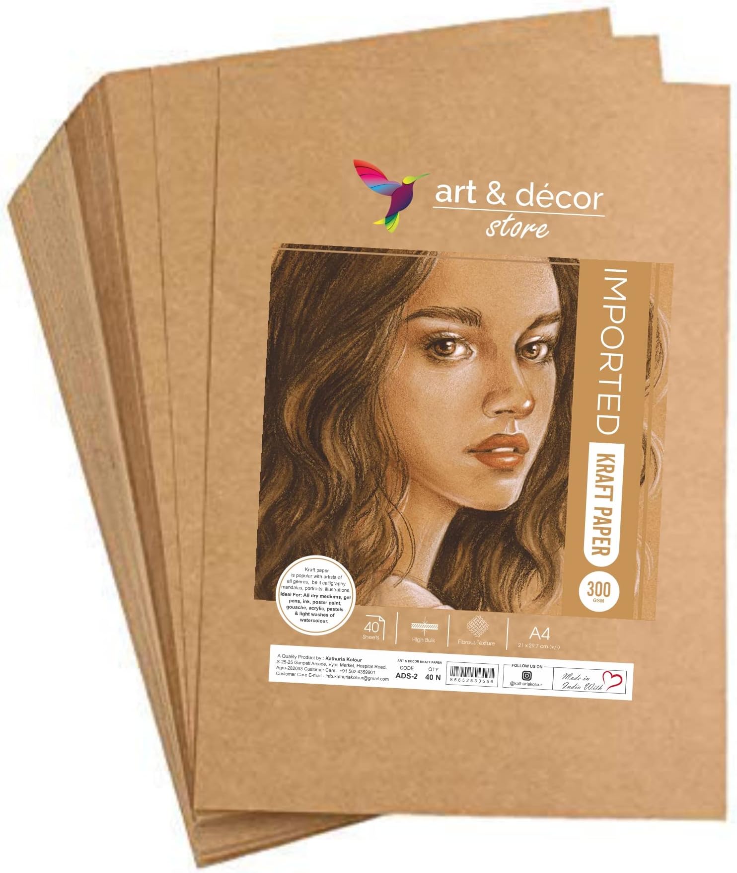 Lakeer A4 Kraft/Craft Paper Craft Liner Sheet - 300 GSM, Brown Color ...