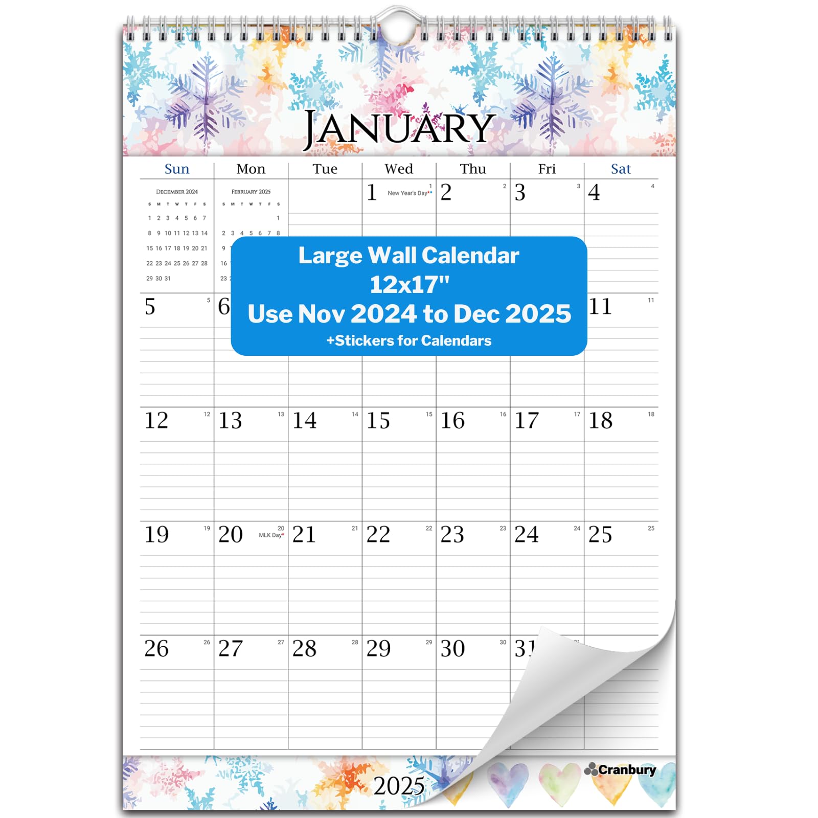 Snapklik.com : CRANBURY Large Wall Calendar 2024-2025