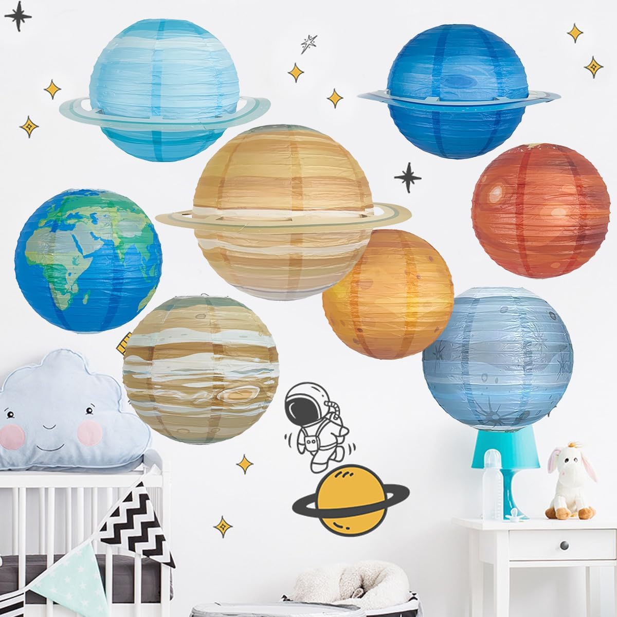 Hitopin 8PCS Space Paper Lanterns,30CM*30CM Planet Lanterns Decoration ...