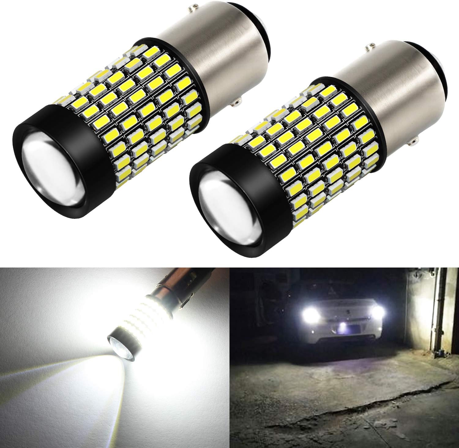 Amazon.com: PHINLION 1157 LED White Bulb 2800 Lumens Super Bright 3014 ...