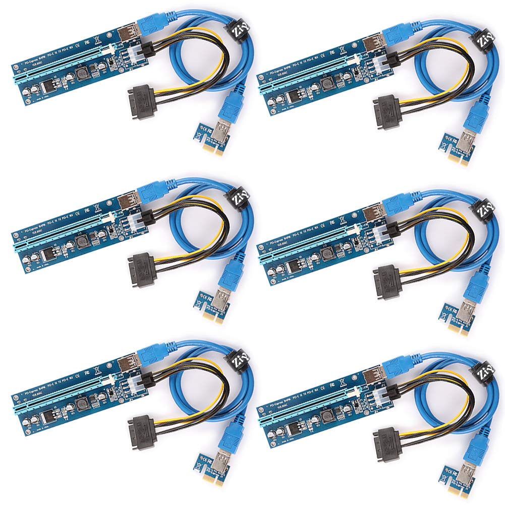 Ziyituod 6-Pack PCIe Riser Powered Adapter Card, PCI-E Risers 1X to 16X ...
