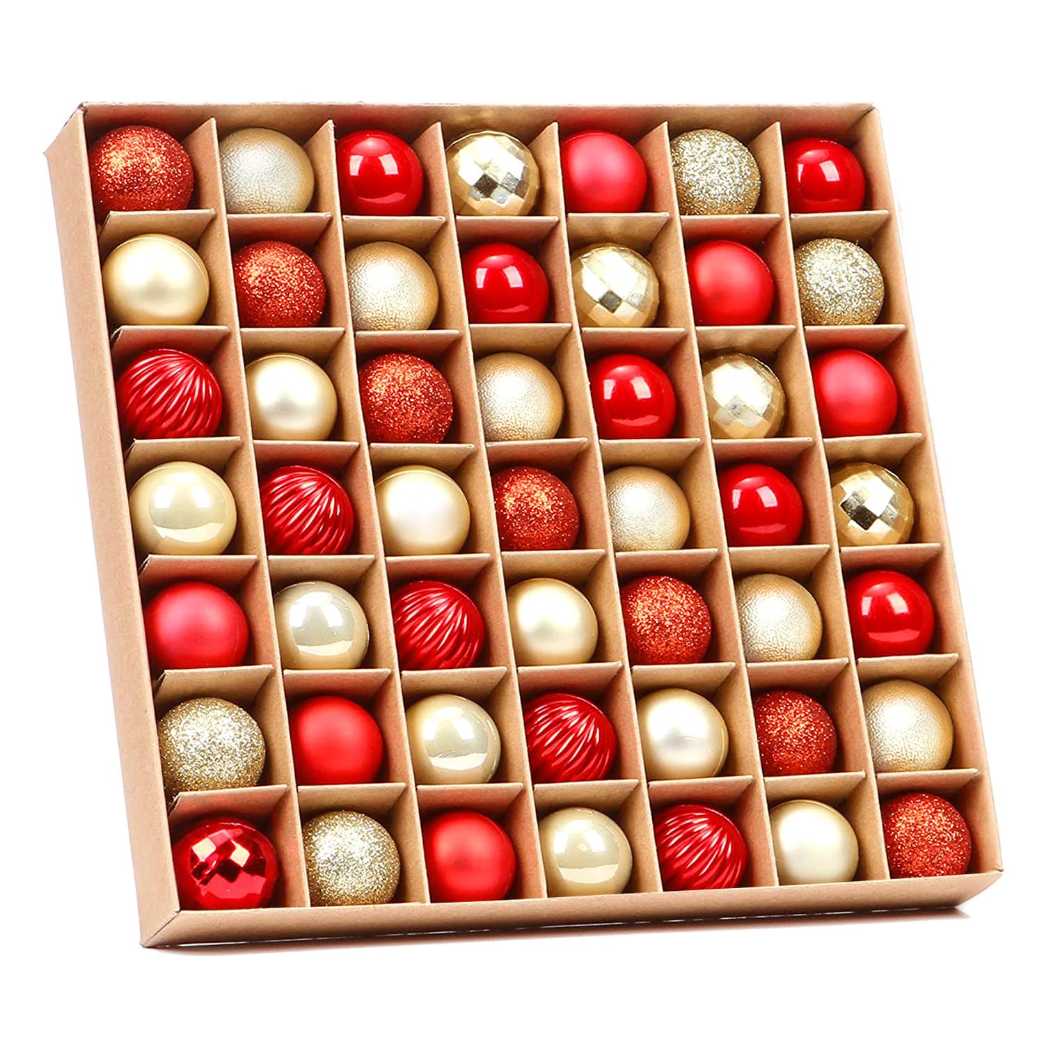 VEYLIN Red Christmas Mini Baubles, 49pcs 3cm Tiny Christmas Tree ...