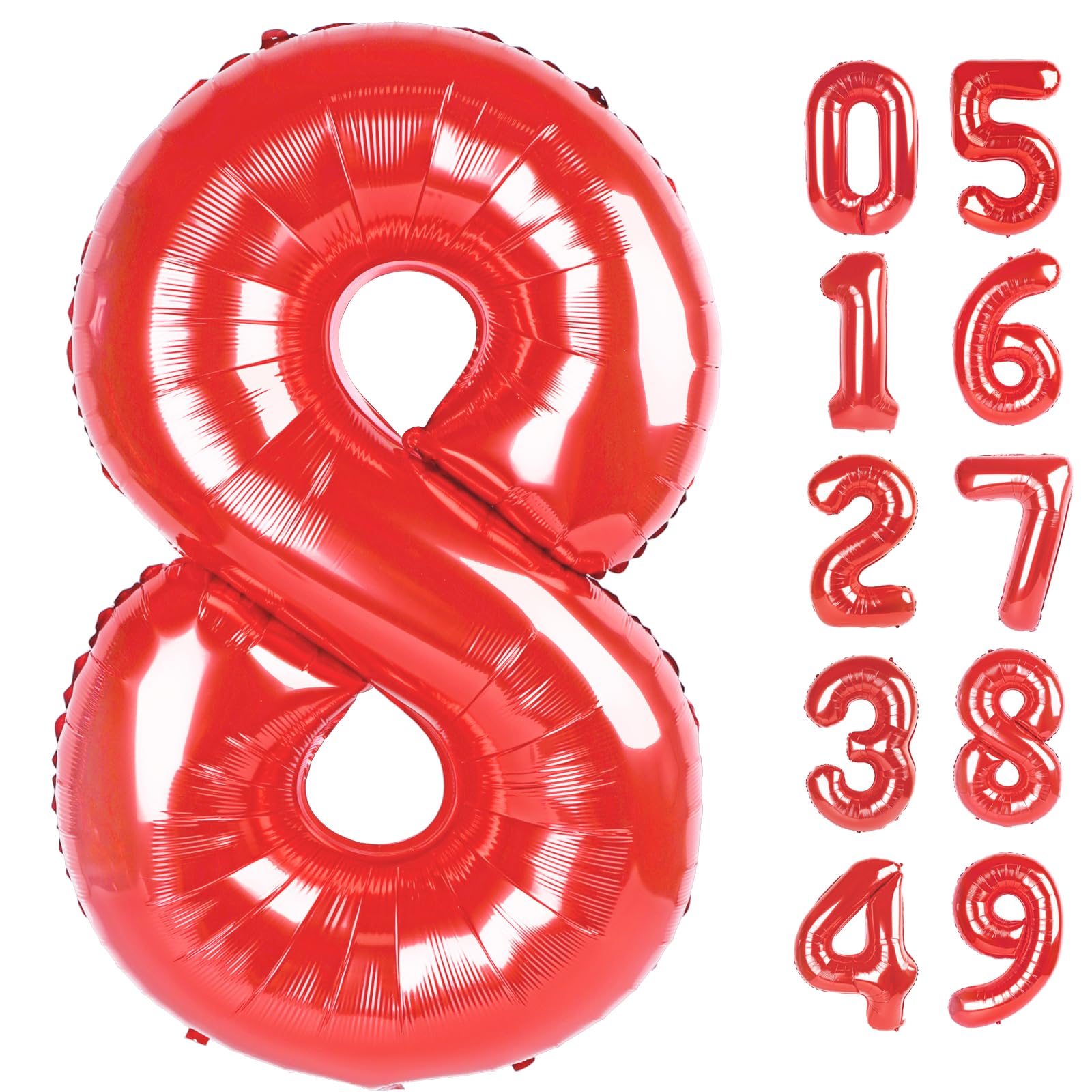 Amazon.com: Number Balloon 40 Inch Red 8 Balloon, Red Number 8 Balloon ...