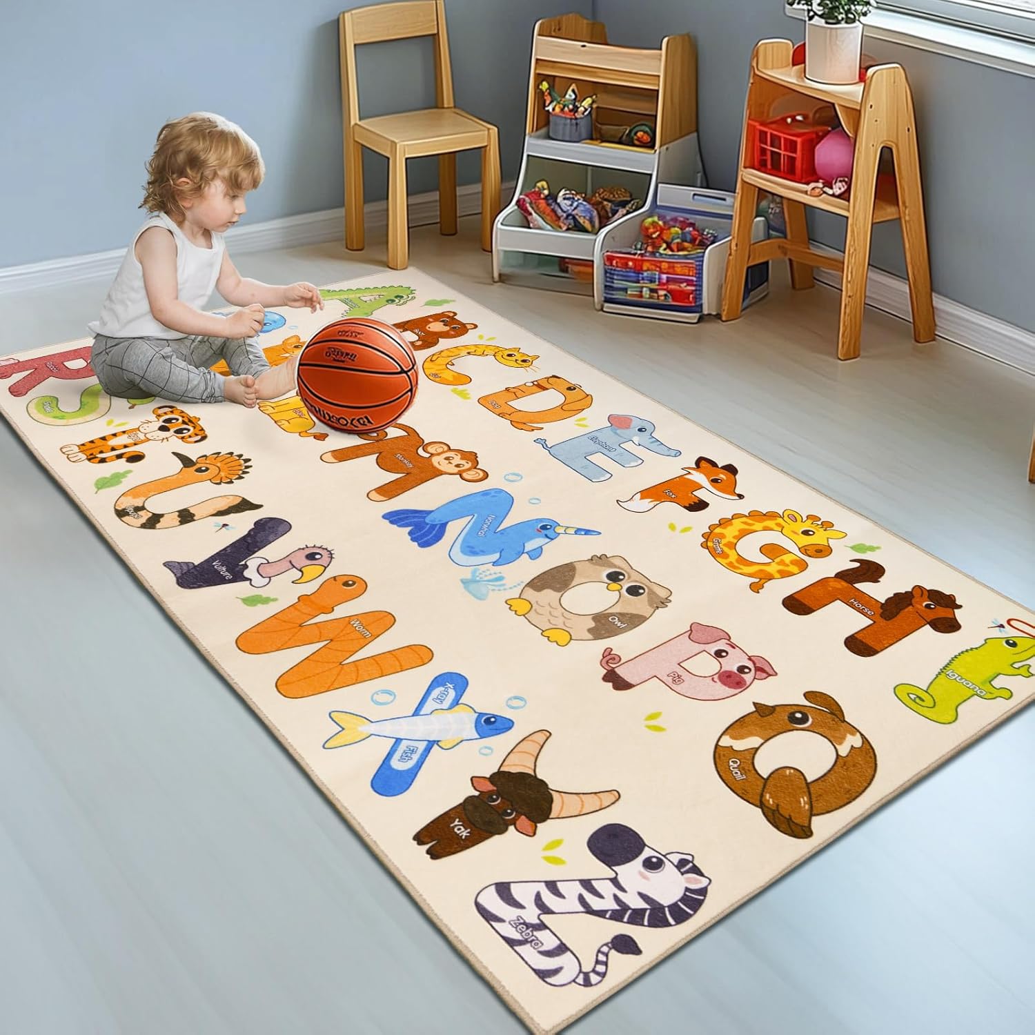 GthreeD Kids Rugs for Playroom - Soft & Non-Slip 80x150 cm Educational ...