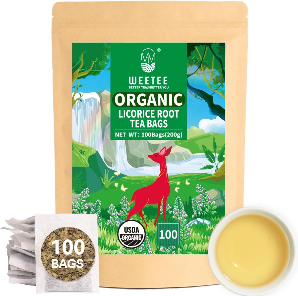 Amazon.com : WT WEETEE Organic Licorice Root Tea Bags, USDA Organic ...