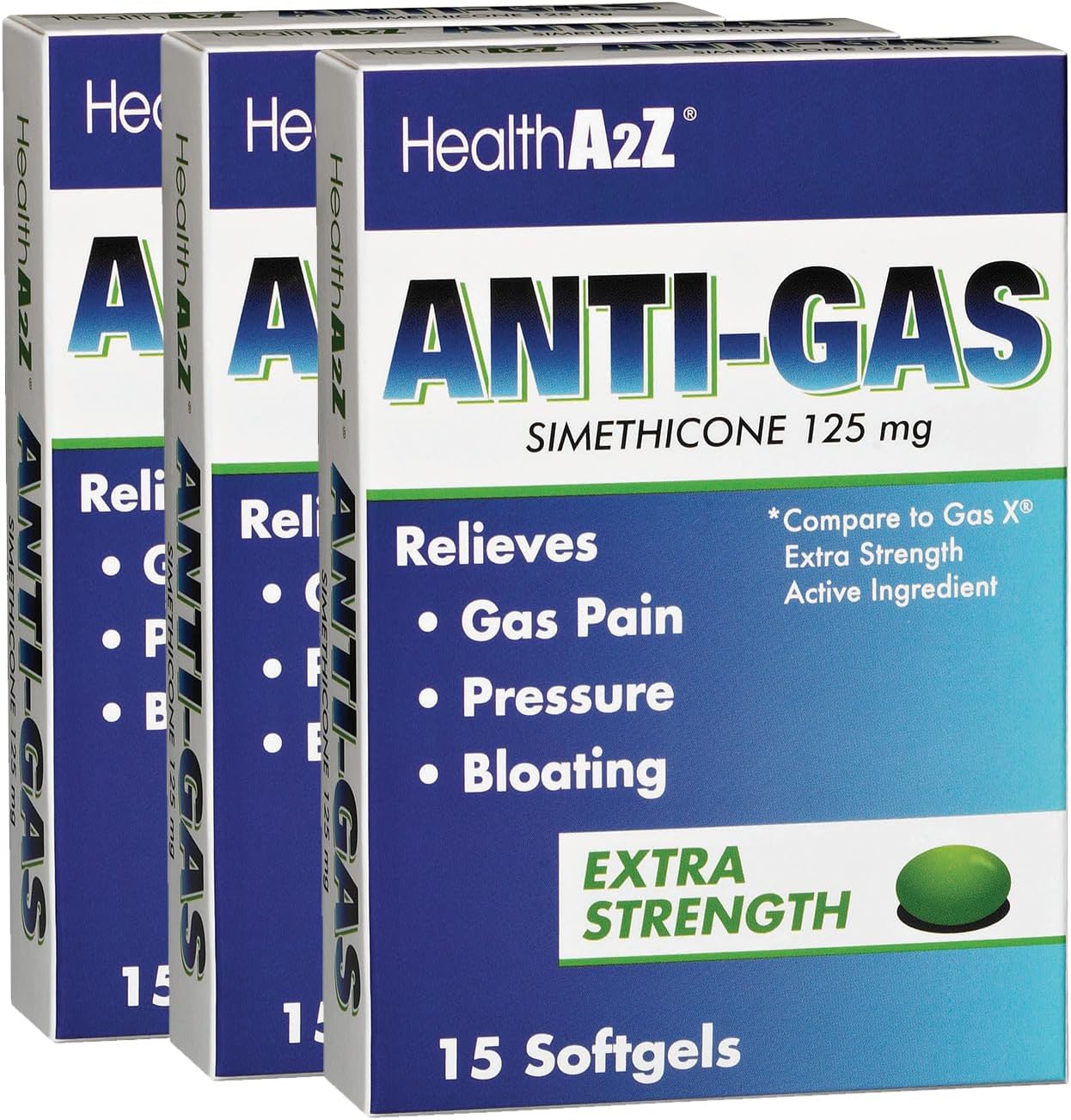 Amazon.com: HealthA2Z® Gas Relief Simethicone | 125mg | Extra Strength ...