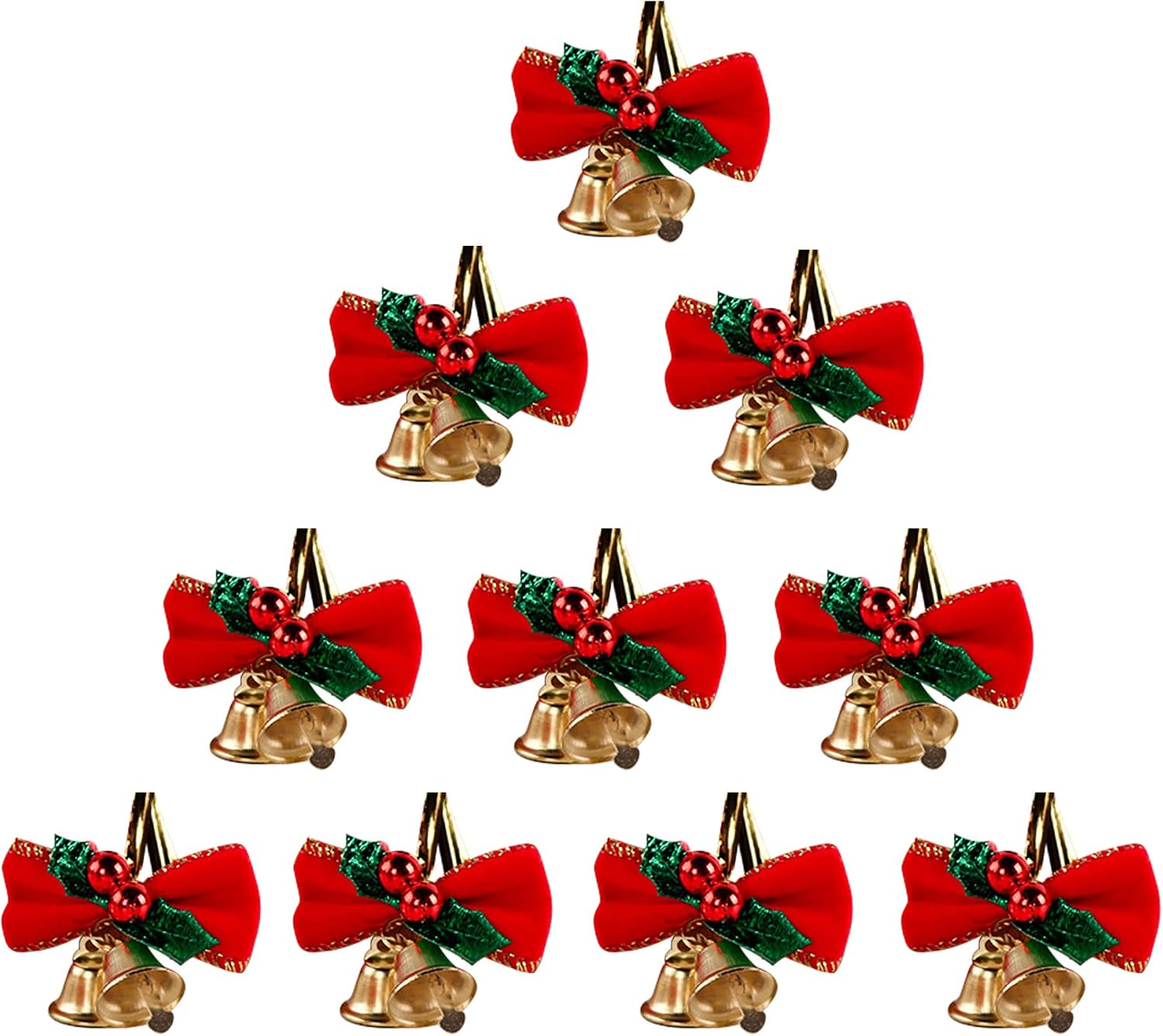 Christmas Bow with Bells 24PCS Small Christmas Bow Ornaments with Bells ...