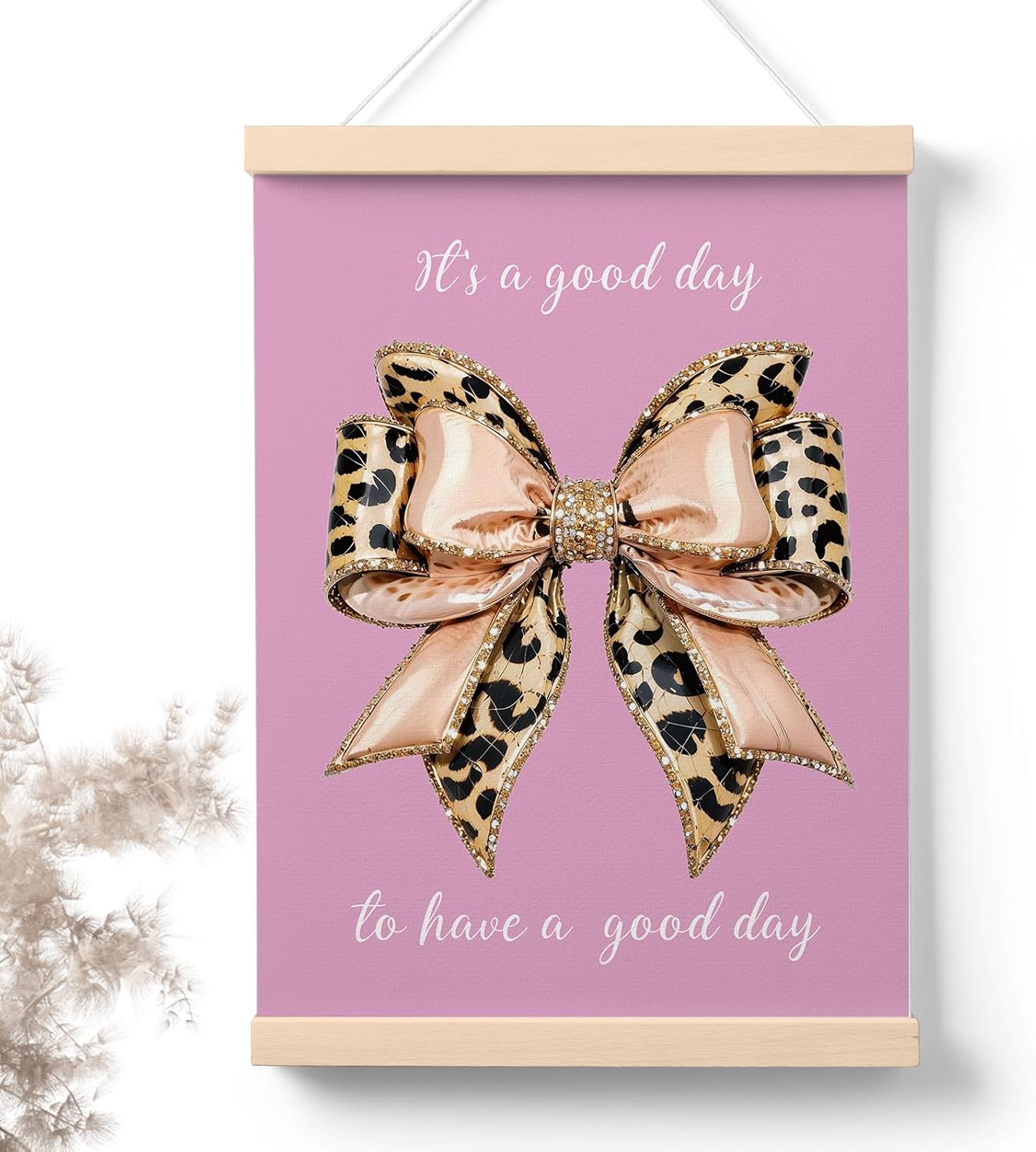 Amazon.com: PaJiaNi Preppy Pink Leopard Room Decor,Bow Wall Art Decor ...