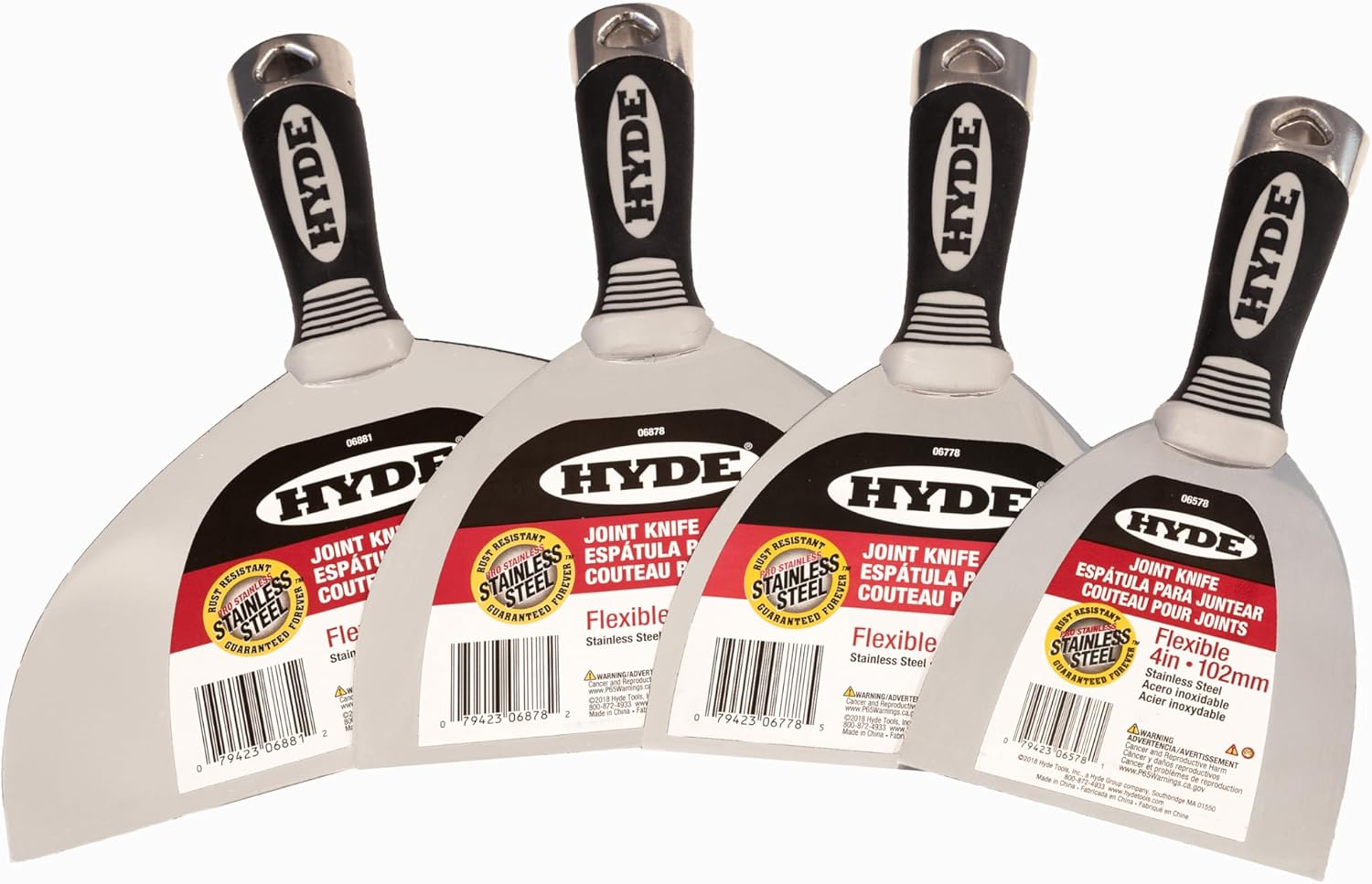 Hyde 4, 5, 6, and 8 Inch Pro Stainless, Flexible, One-Piece, Rust ...