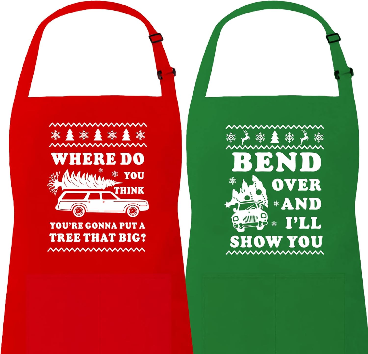 Amazon.com: Saukore Christmas Matching Aprons for Couples, Christmas ...