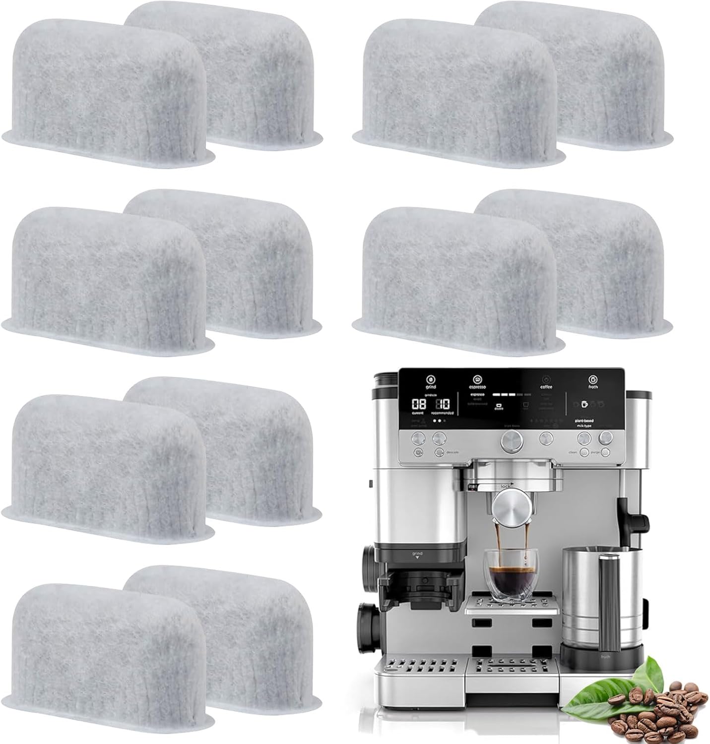 Pack of 12 Water Filter Active Carbon Filter Inserts for Ninja Luxe ...